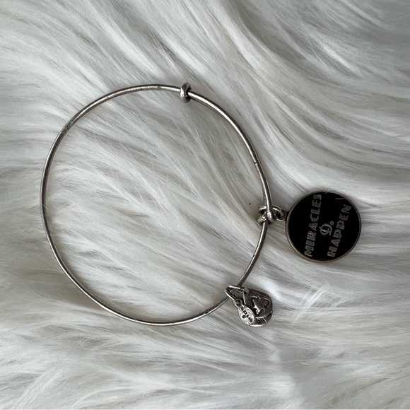 Alex and Ani | Jewelry | Alex And Ani Rafaelian Silver Miracles Do Happen Black And Silver Charm ...